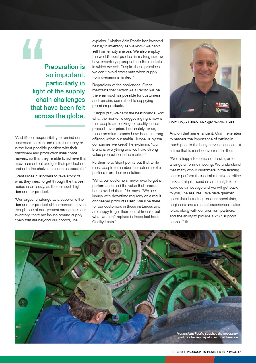 Paddock to Plate Edition 10 – Industry inMotion